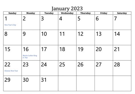 Free Printable 2023 Monthly Calendar
