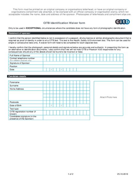 Citb Id Waiver Form Fill Out And Sign Online Dochub