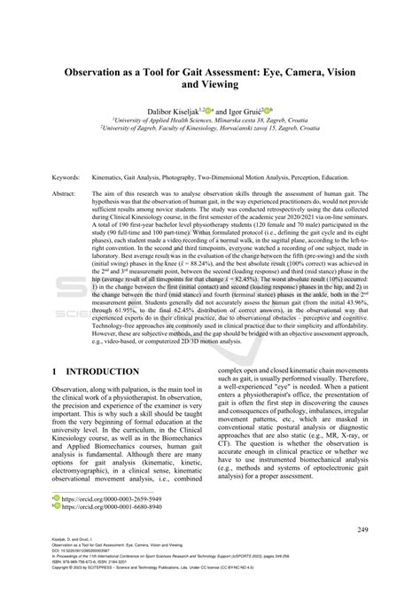 Pdf Observation As A Tool For Gait Assessment Eye Camera Vision And Viewing