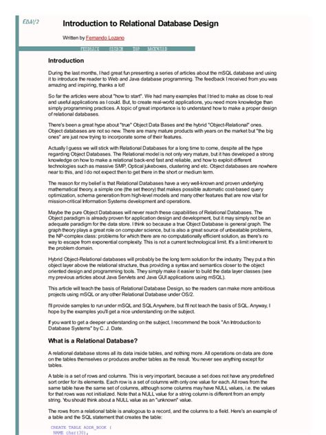 Introduction To Relational Database Design Pdf Database Index Databases