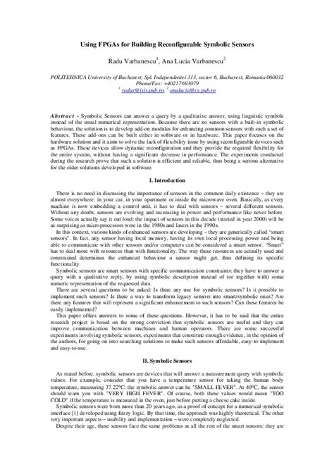Pdf Using Fpgas For Building Reconfigurable Symbolic Sensors