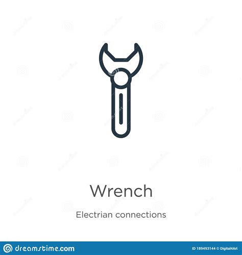 Wrench Icon Thin Linear Wrench Outline Icon Isolated On White Background From Electrian