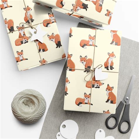 Fox Wrapping Paper Cute Fox T Wrap Fox Art Wrap Paper 2 Sizes Etsy