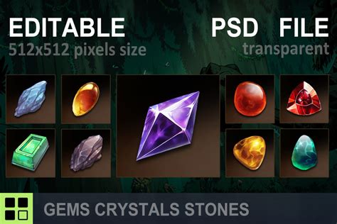Gems Crystals Stones 2d Icons Unity Asset Store