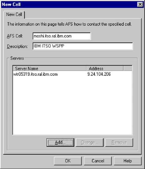 Displaying The Properties Of A New Afs Cell If There Is More Than One