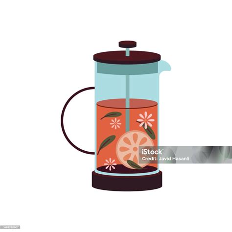 빈티지 찻주전자와 아늑한 찻주전자 허브 가을 허브 음료 찻잔 나뭇잎이 있는 소박한 찻주전자 흰색 배경에 분리된 컬러 플랫 벡터 그림 가정 생활에 대한 스톡 벡터 아트 및