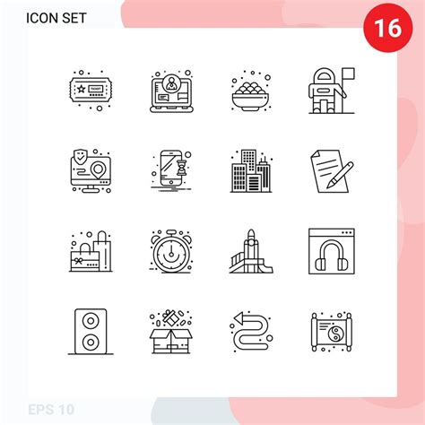 User Interface Pack Of 16 Basic Outlines Of Interface App Grocery Action Exploration Editable