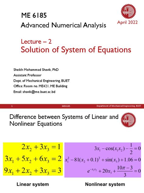 Lecture2 System Of Equations Direct Methods Pdf Matrix Mathematics Determinant