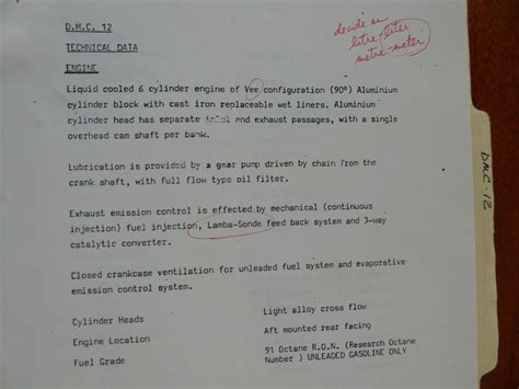 Delorean Dmc 12 Internal File References First Run Tested Dmc 12s