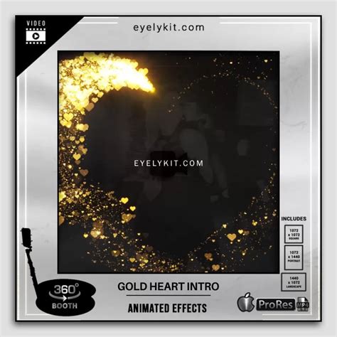 360 Photo Booth Effects Gold Heart Intro