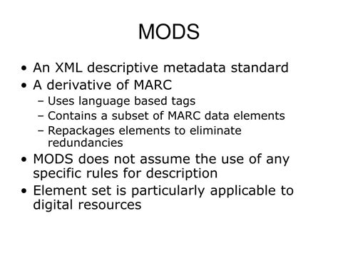 ppt metadata object description schema mods powerpoint presentation id 4654498