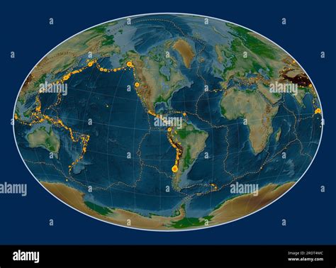 Panama Tectonic Plate On The Physical Elevation Map In The Fahey Oblique Projection Centered