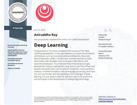 finished deeplearning ai specialization aniruddho ray posted on the