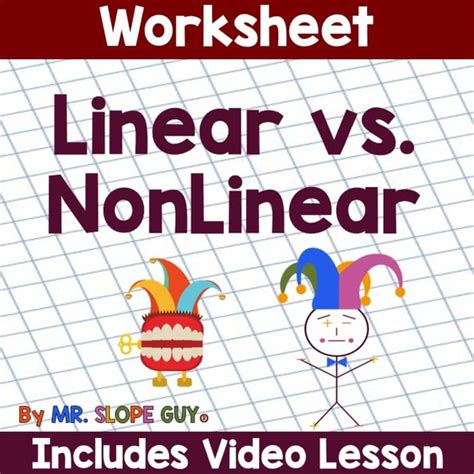 Linear Vs Nonlinear Functions Worksheet By Mr Slope Guy Tpt