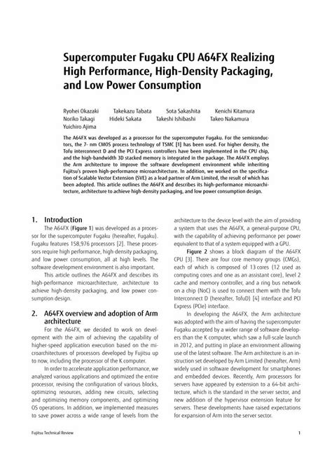 Pdf Supercomputer Fugaku Cpu A64fx Realizing High Performance … · Supercomputer Fugaku Cpu