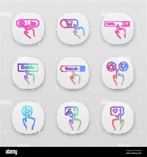 Click App Icons Set Like Buy Search Bar Delete Thumbs Up And Down Play New Follower