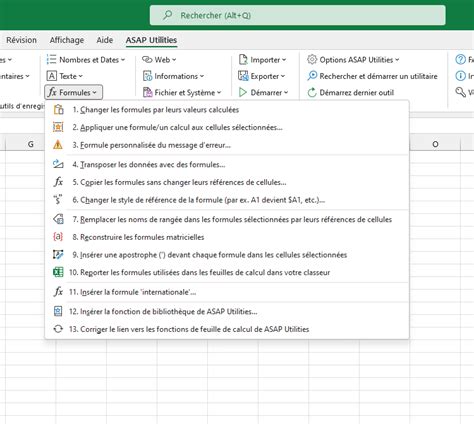 “formules” tools asap utilities description de ses outils excel français french