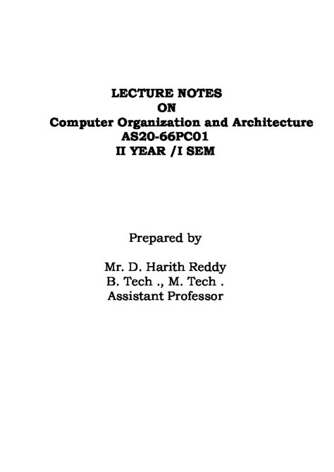 Coa Unit 3 Notes Coa Unit 3 Unit Iii Central Processing Unit