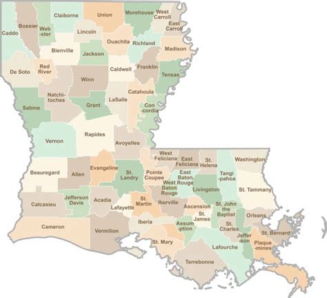 Louisiana Parish Map Us County Maps