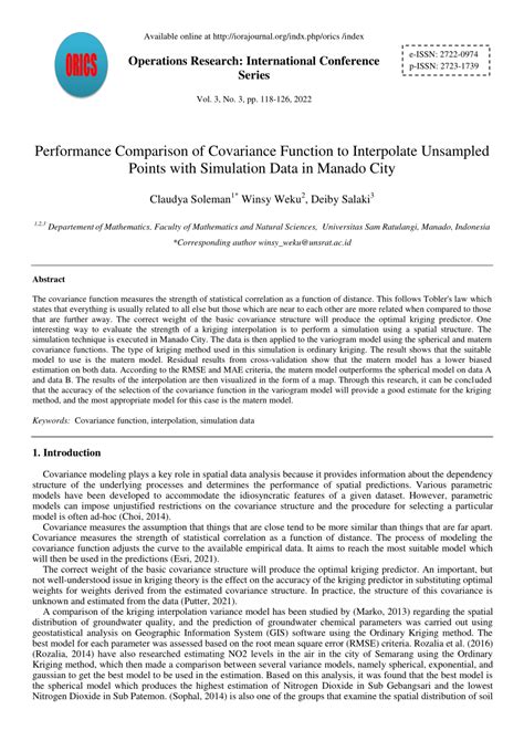 Pdf Performance Comparison Of Covariance Function To Interpolate Unsampled Points With