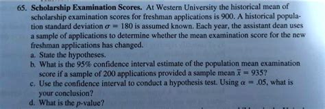 65 Scholarship Examination Scores At Western University The Historical