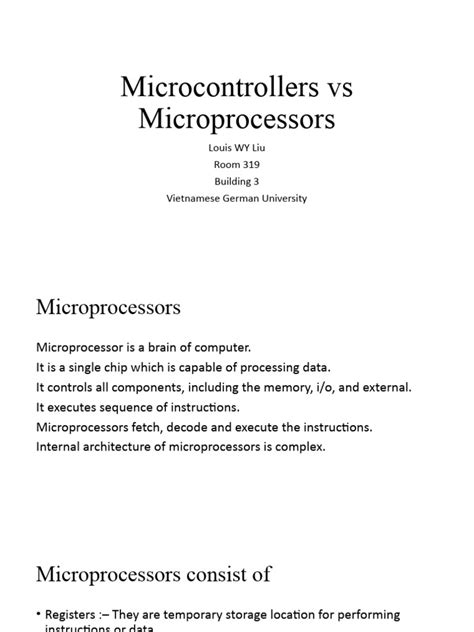 1 Microcontroller Vs Microprocessor Pdf Central Processing Unit Microprocessor