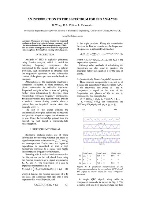 Pdf An Introduction To The Bispectrum For Eeg Analysis