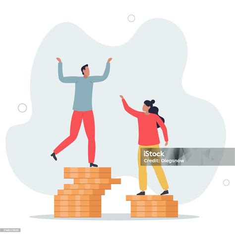성별 임금 격차 남성과 여성의 임금 급여 또는 소득 간의 불평등 성별 다양화 개념에 대한 문제 사람과 함께하는 플랫 디자인 개념에 대한 스톡 벡터 아트 및 기타 이미지