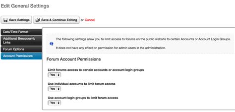 Forum Account Permissions Branch Cms Documentation