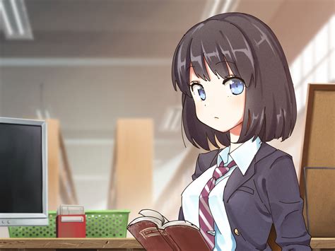 Anime Girl Drawing On Computer