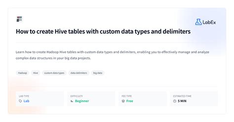 How To Create Hive Tables With Custom Data Types And Delimiters Labex