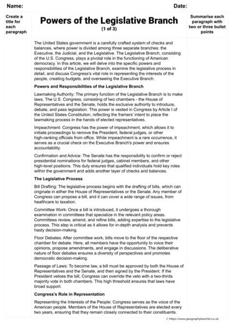 Powers Of The Legislative Branch The Three Branches Of Government