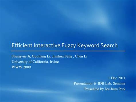 Ppt Efficient Interactive Fuzzy Keyword Search Powerpoint Presentation Id2586517