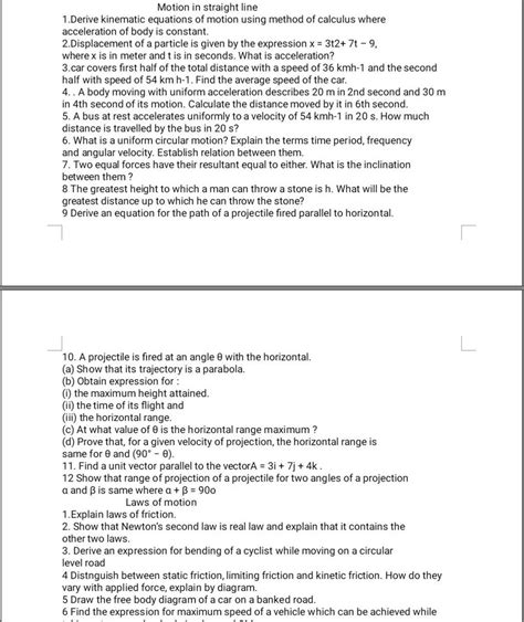 Motion In Straight Line 1 Derive Kinematic Equations Of Motion Using Meth