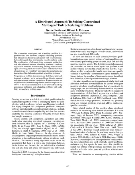 A Distributed Approach To Solving Constrained Multiagent Task
