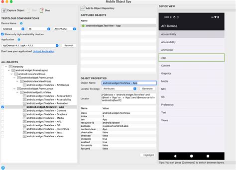 Use Mobile Object Spy On Testcloud Devices Katalon Docs