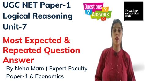 UGC NET Logical Reasoning Unit Most Expected Question Answer By Neha Mam Target UGC