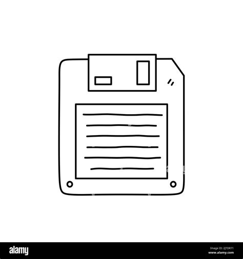 Floppy Disk Or Diskette Isolated On White Background Vector Hand Drawn Illustration In Doodle