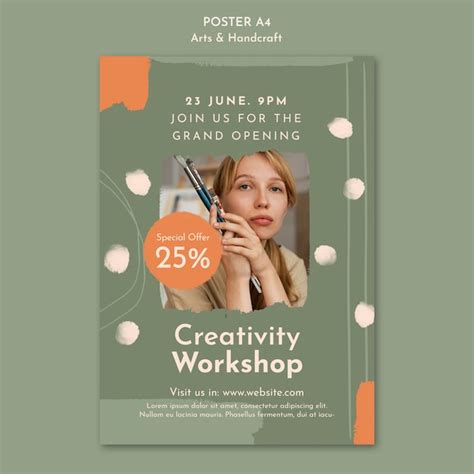 free psd handcraft workshop poster template