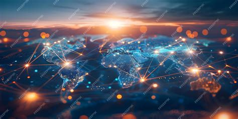 Mapping The Global Network Visualizing Highspeed Data Connections On A Digital World Map Concept