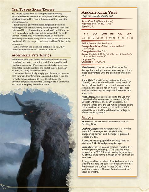Complete Yetis Four Variants With Lore Dcs Tactics And Avalanche Rules R Dndhomebrew