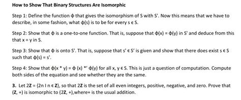 Solved How To Show That Binary Structures Are Isomorphic