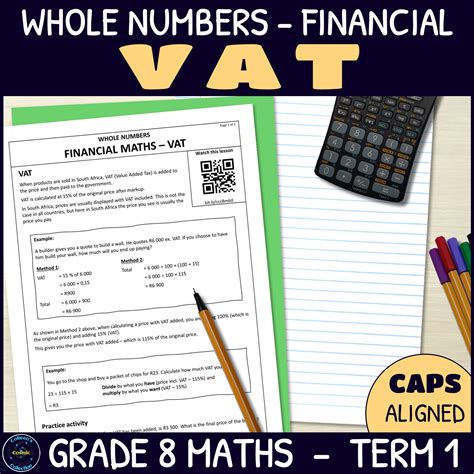 Vat In Financial Maths Grade 8 Maths Term 1 Lesson 6d Caps Teaching