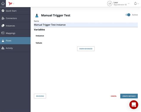 Integration Builder Manually Triggered Flow Example