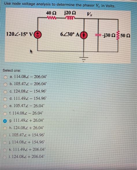 solved use node voltage analysis to determine the phasor v