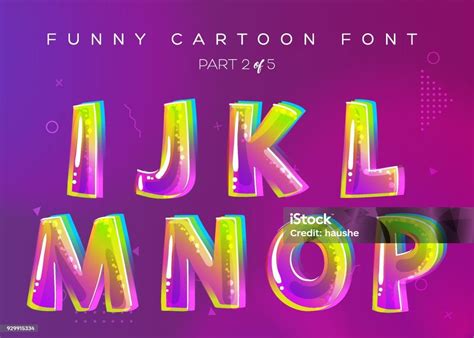 아이 들 벡터 만화 스타일에서 글꼴 밝고 화려한 3d 편지입니다 학교 재미 있는 영어 알파벳 그림입니다 어린이 Abc 녹색 핑크 블루 색상 게임 디자인 단어 카드 파티에 대