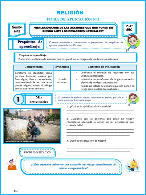 1° 2° Ficha De AplicaciÓn SesiÓn2 Sem2 Exp3 Religion Descargar