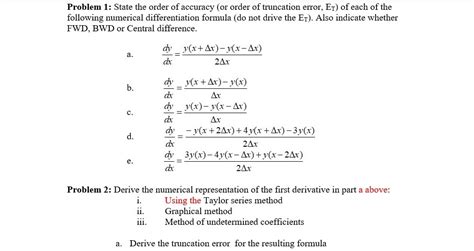 Solved Problem 1 State The Order Of Accuracy Or Order Of