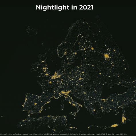 2021 europe nightlight map by milos agathon maps on the web
