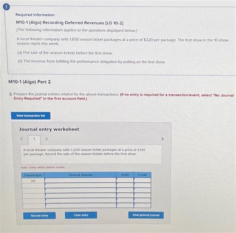 Solved Required Information M10 1 Algo Recording